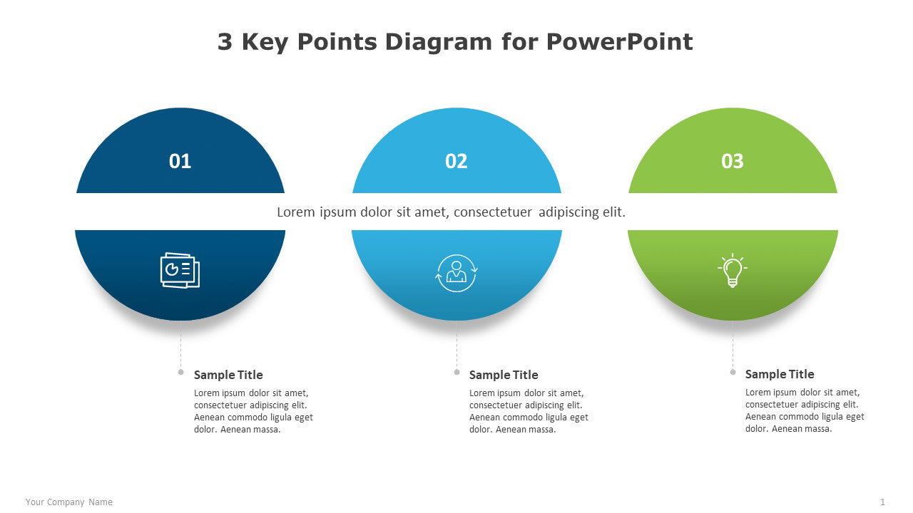 Three Key Points Diagram for PowerPoint – Strateful